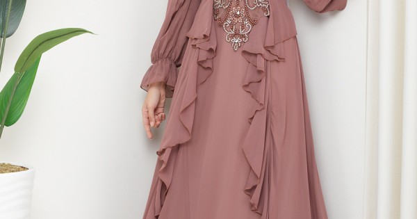 Tesettür Abiye Elbise -VİZON - FC-7542V