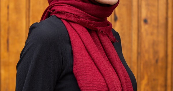 Crepe Shawl - Claret Red